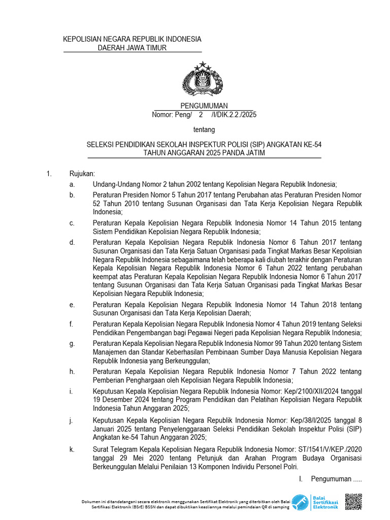 Peng 2 Seleski Sip 54 Ta 2025 Panda Jatim | PDF