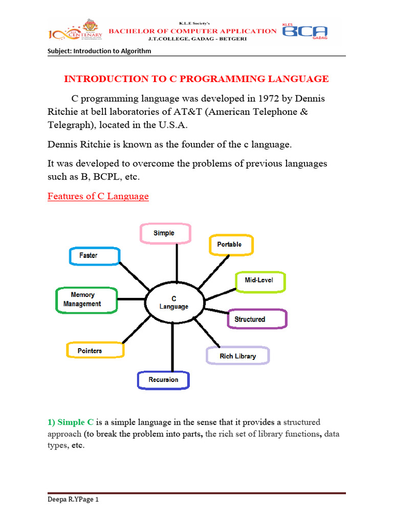 2 - Introduction To C-Programming | PDF | C (Programming Language) | Reserved Word