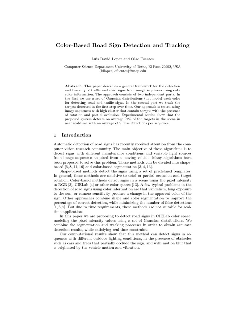 Color-Based Traffic Sign Detection | PDF | Image Segmentation | Vision