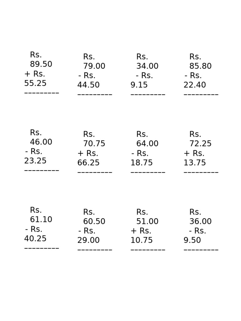 money-subtraction-rupees | PDF