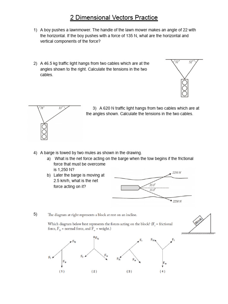 2D Vectors Practice Set 1 (1) | PDF