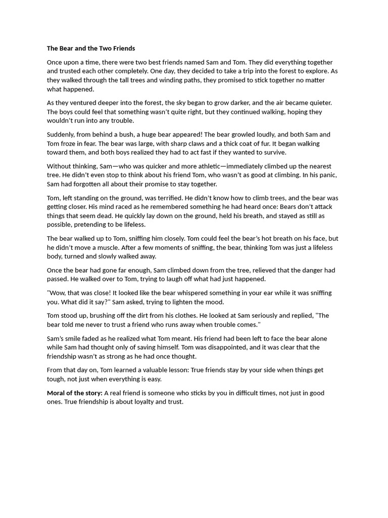 The Bear and The Two Friends | PDF