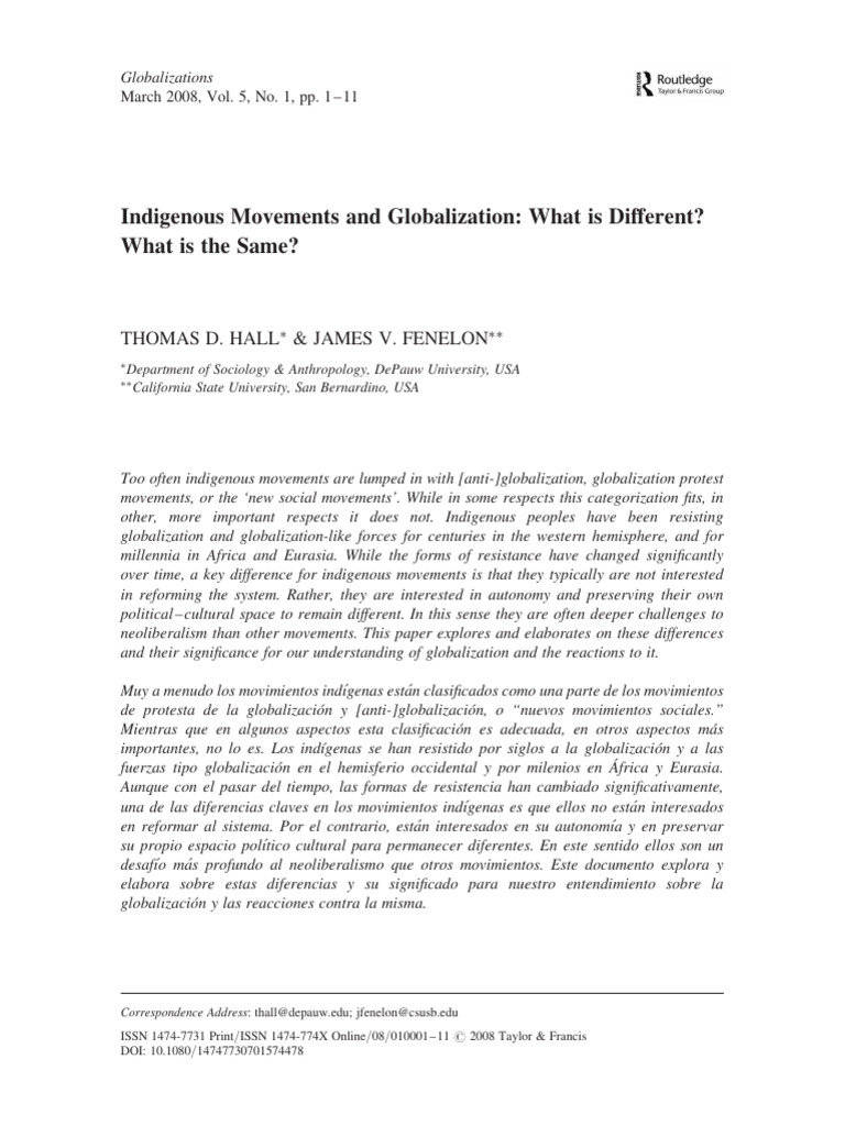 Hall & Fenelon, Indigenous Movements & Globalization | PDF | Indigenous Peoples | Social Movements