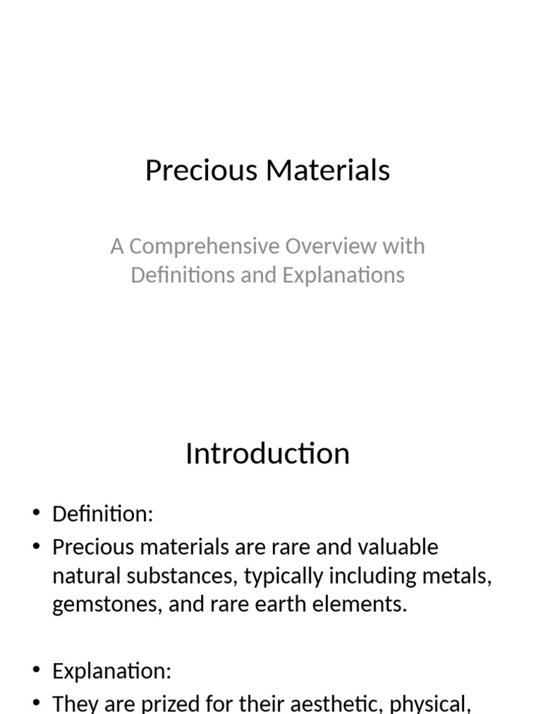 Detailed Precious Materials Report | PDF | Metals | Gemstone