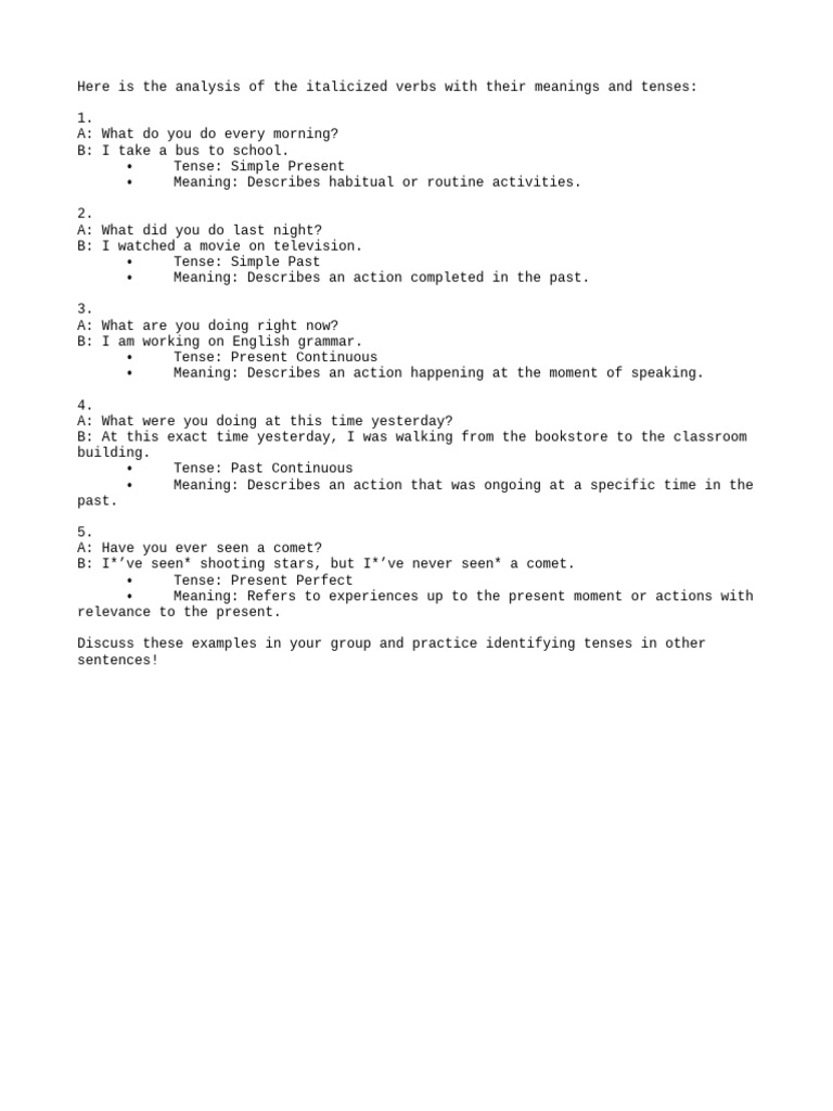 Analysis of English Verb Tenses | PDF