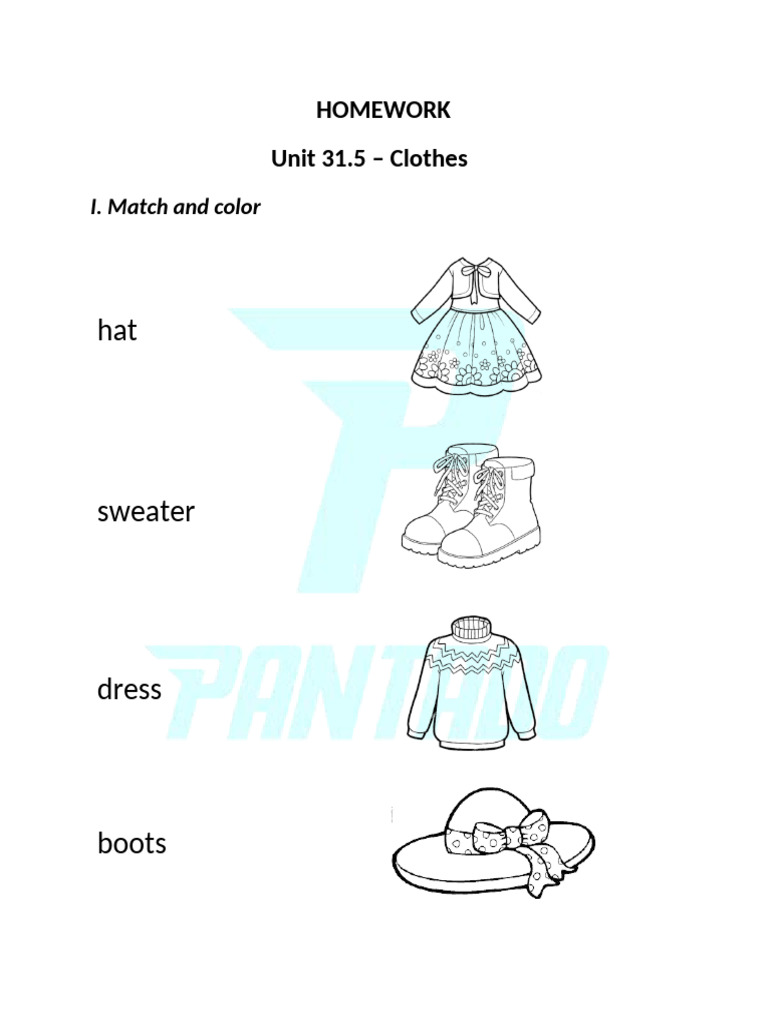 Clothes Matching and Q&A Worksheet | PDF