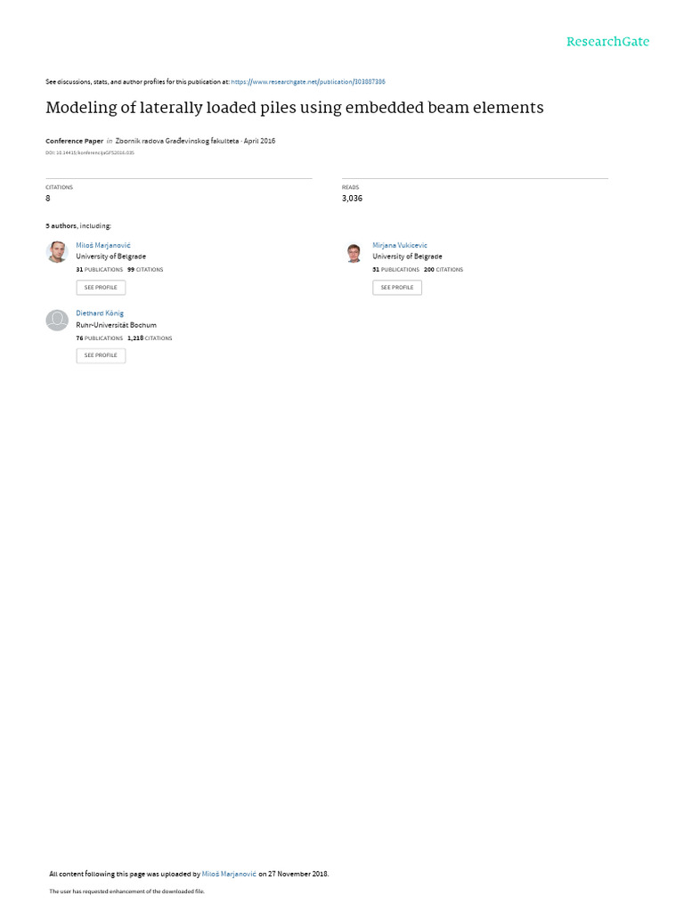 Modeling of Laterally Loaded Piles Using Embedded Beam Elements | PDF | Finite Element Method ...