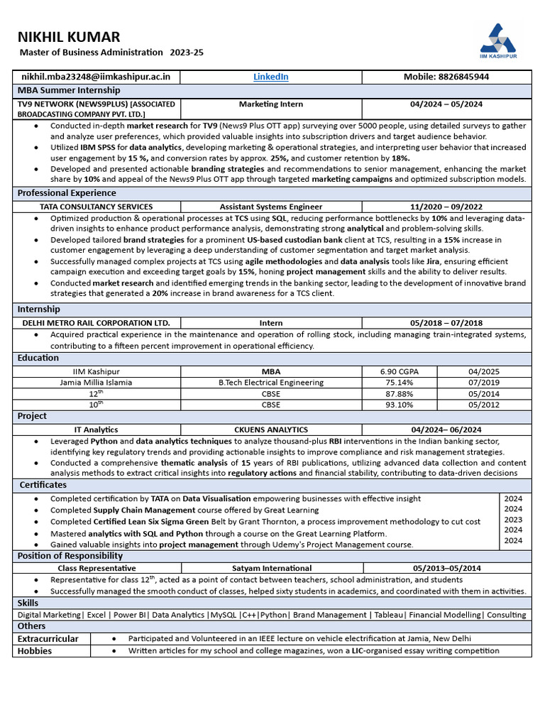MBA23248 Nikhil Kumar | PDF | Analytics | Marketing Research