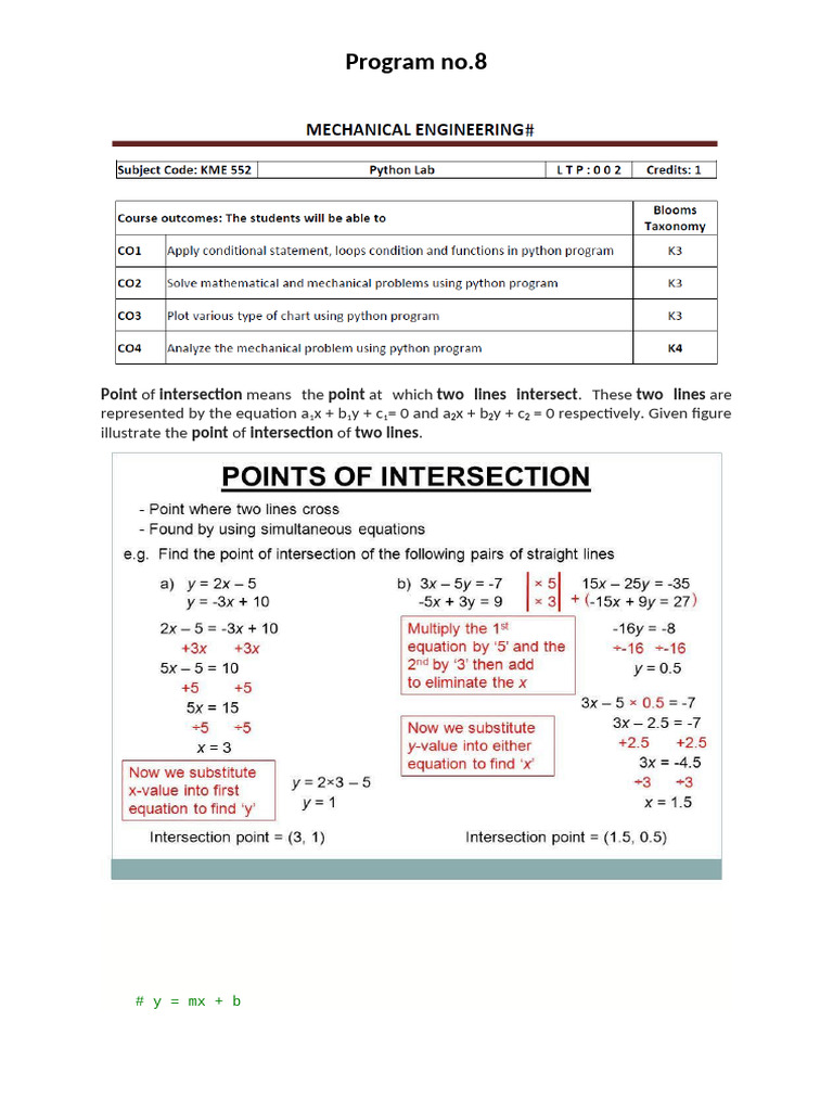 Calculate Intersection of Two Lines | PDF