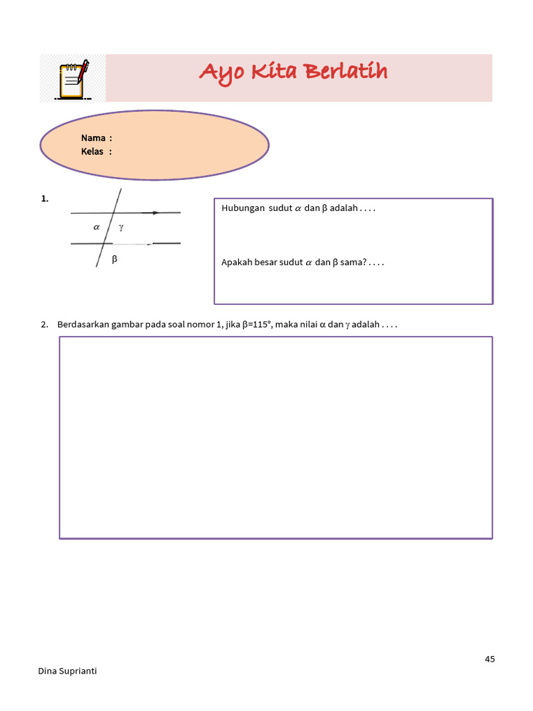 Soal Latihan - Menggambar Dua Garis Lurus Dan Berpotongan Dengan Garis ...