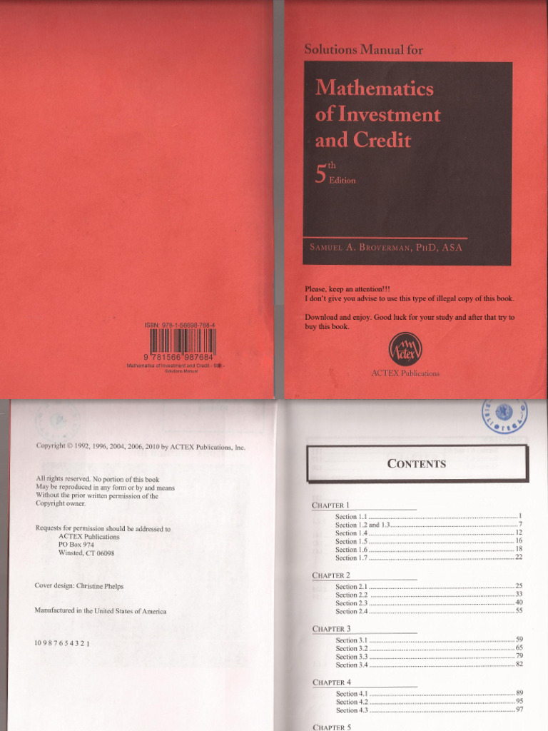 Solutions Manual For Mathematics of Investment and Credit 5th Edition | PDF