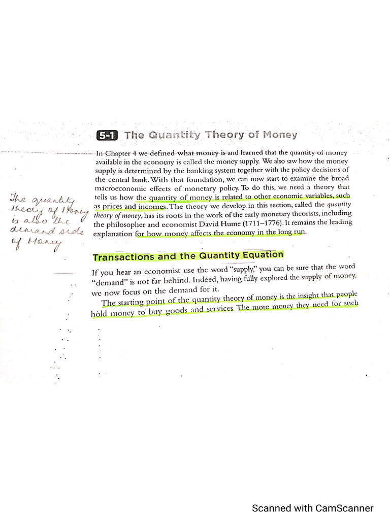 Quantity Theory of Money - Irving Fishers Approach | PDF