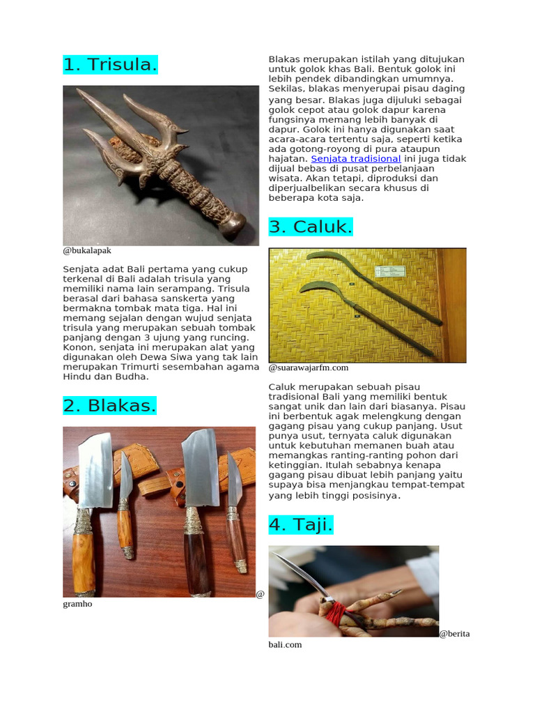Senjata Tradisional Bali | PDF