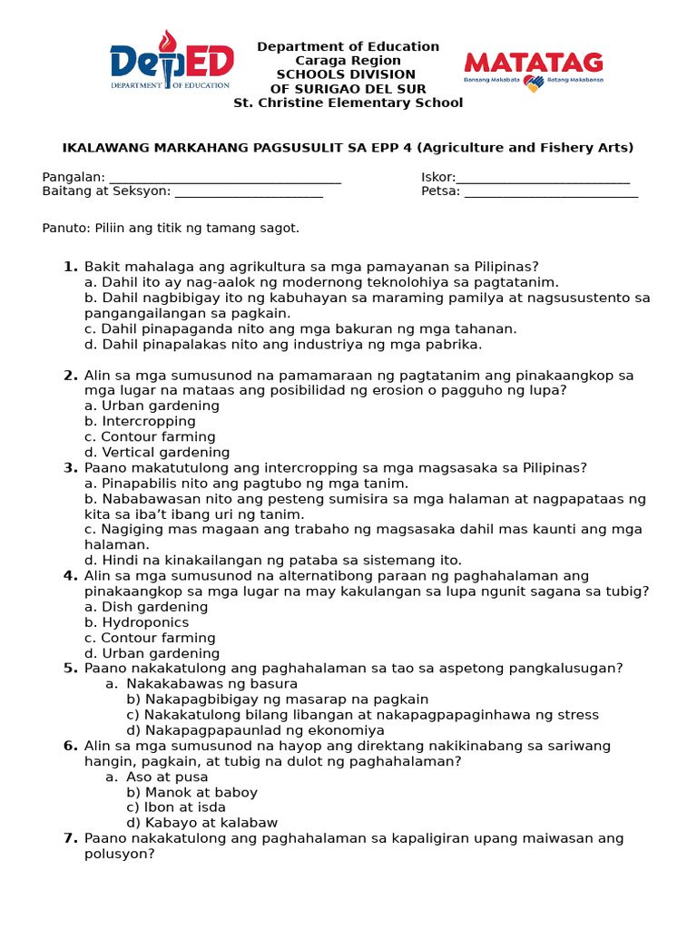 PT - G4 Matatag Epp-Afa 4 - Q2 | PDF