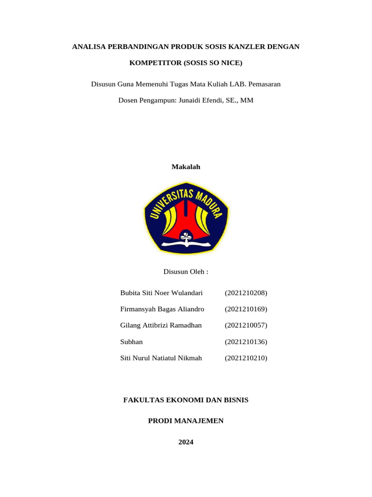 Analisis Sosis Kanzler vs So Nice | PDF