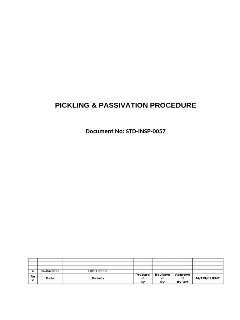 (Pickling _ Passivation Procedure) | PDF | Nitric Acid | Industrial Processes