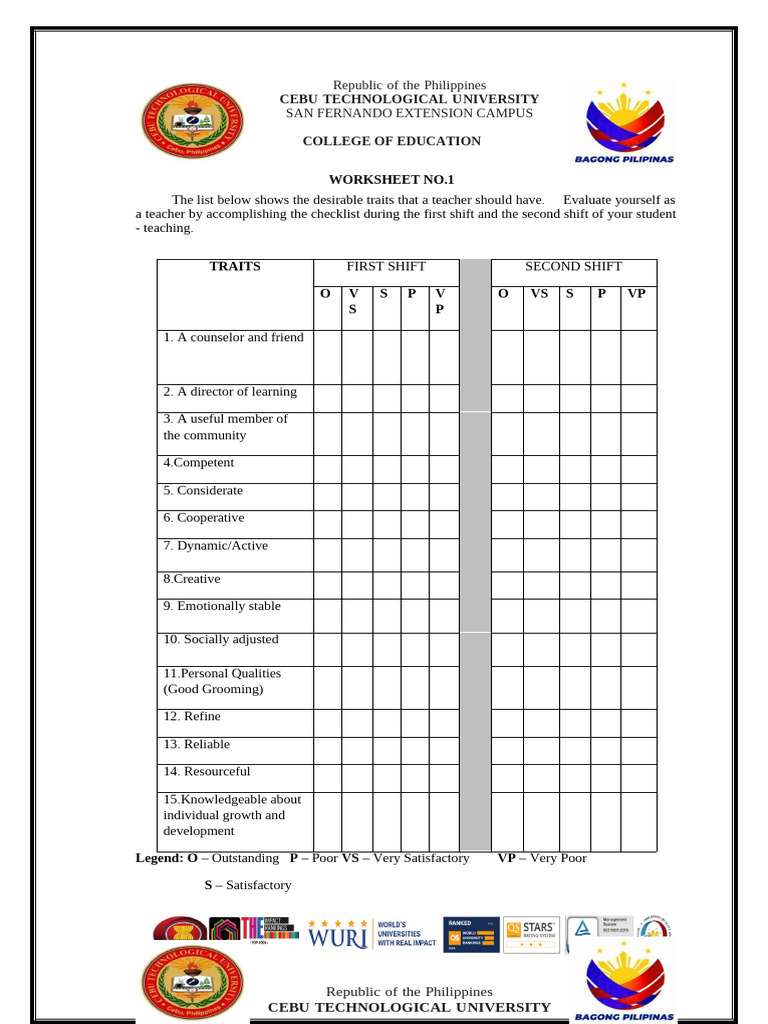Worksheets For Portfolio-Final | PDF | Teachers | Classroom