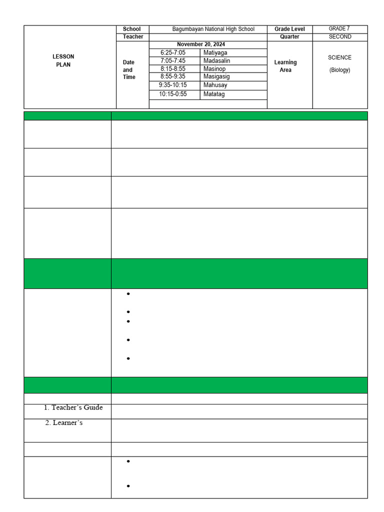 Q2 Week 8 Day 1 Lesson Plan | PDF | Food Web | Ecology