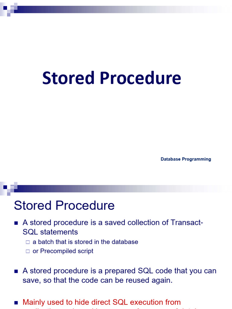 4. Stored Procedures | PDF | Parameter (Computer Programming) | Databases