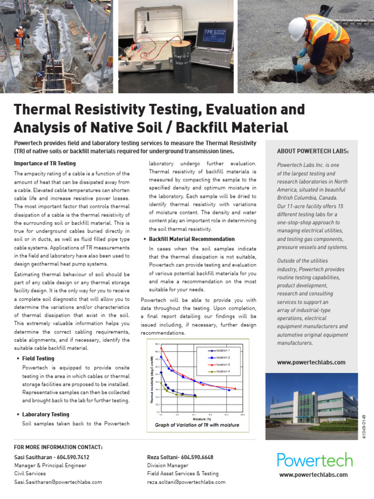 Thermal Resistivity Testing Evaluation and Analysis of Native Soil or ...