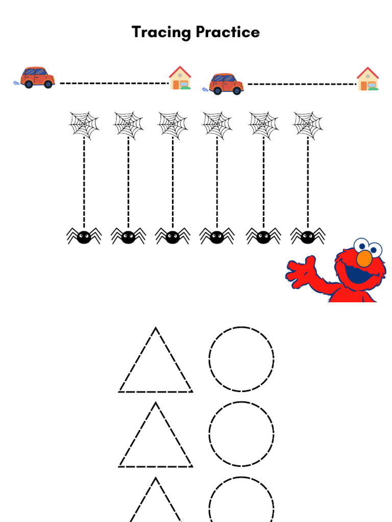 Tracing Practice Worksheet in Black White Simple Style | PDF