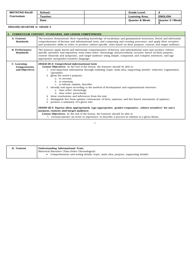 ENG 4_DLL_Q3_WEEK 5 | PDF
