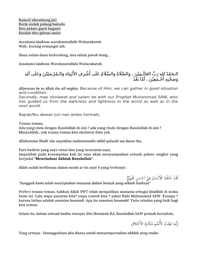 Pidato 4 Bahasa | PDF