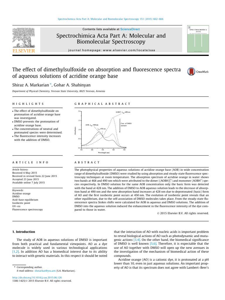 DMSO | PDF | Absorption Spectroscopy | Fluorescence