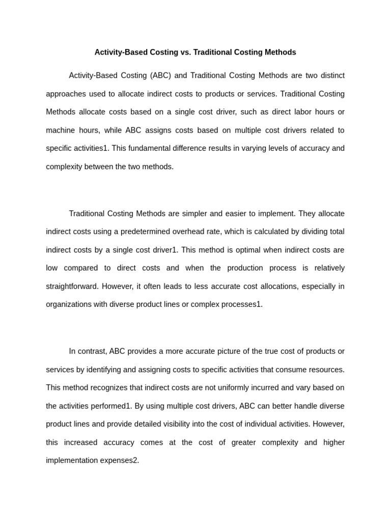 Activity Based Costing vs. Traditional Costing | PDF | Economies | Business