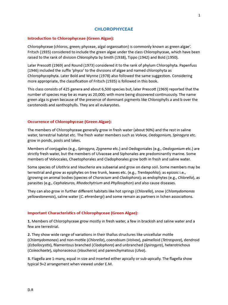 CHLOROPHYCEAE | PDF | Algae | Reproduction