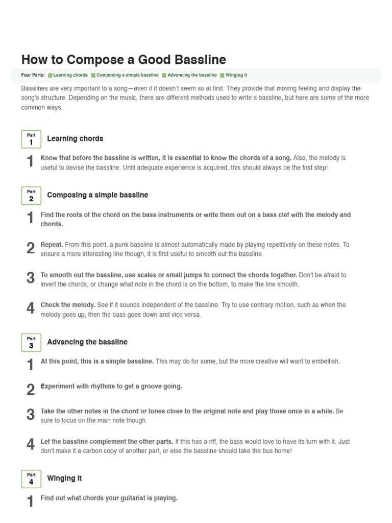 How To Compose A Good Bassline - 13 Steps (With Pictures) - Wikihow | PDF | Chord (Music ...