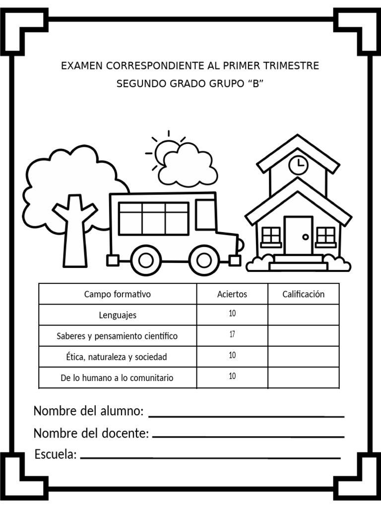 Examen Trimestre 1 Segundo Primaria | PDF