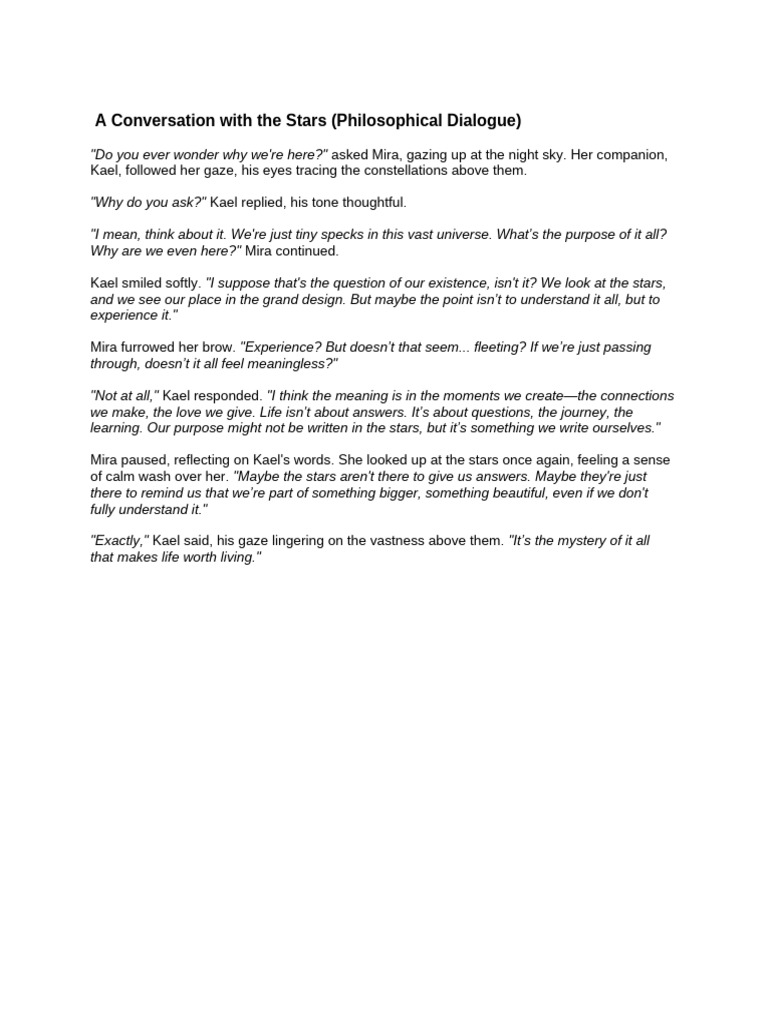 A Conversation With the Stars (Philosophical Dialogue) | PDF