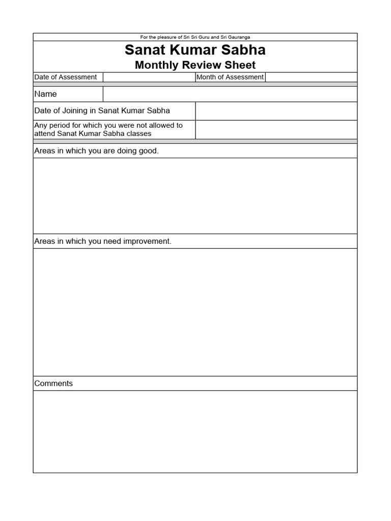 SKS Monthly Review Sheet | PDF SKS Monthly Review Sheet | PDF