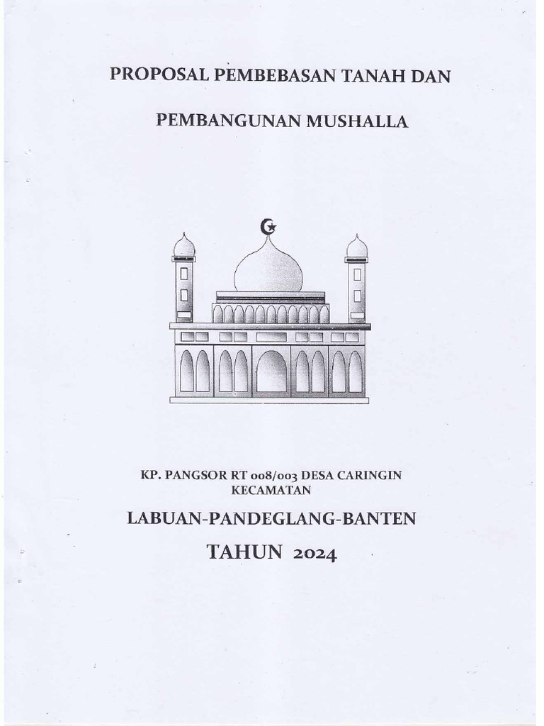 Proposal Pembebasan Tanah Dan Pembangunan Mushalla | PDF