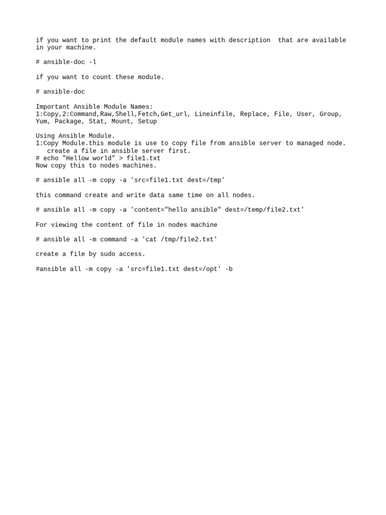 Ansible Ad-Hoc Command & Module | PDF