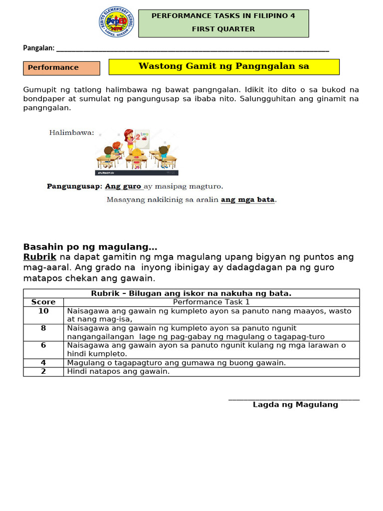 FILIPINO 4 Performnace Task | PDF