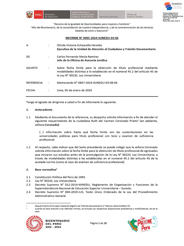 05 2024 Sunedu 03 06 | PDF | Licenciatura | Constitución
