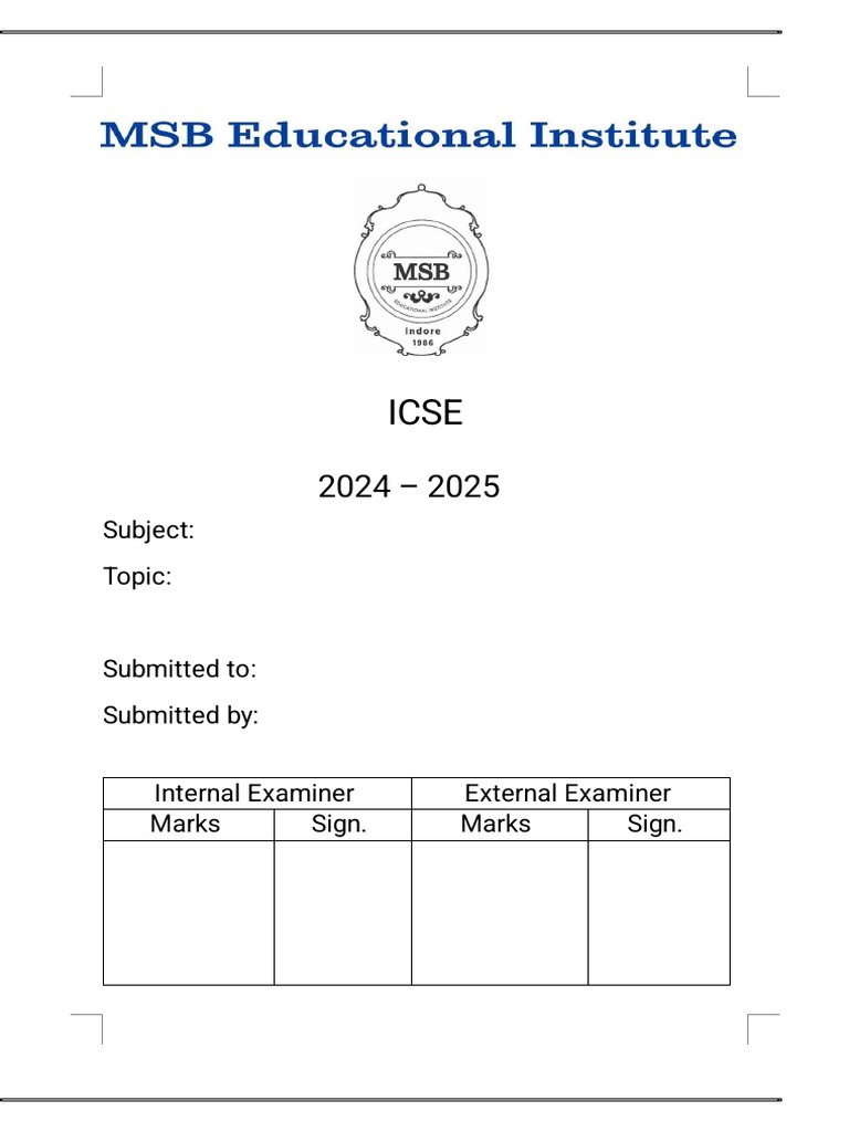 Project File Front Pages ICSE | PDF | Gratitude | Teachers