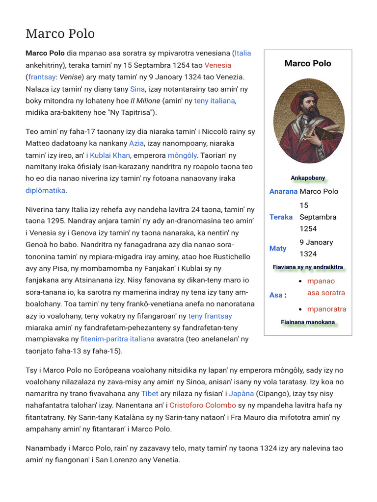 Marco Polo — Wikipedia | PDF