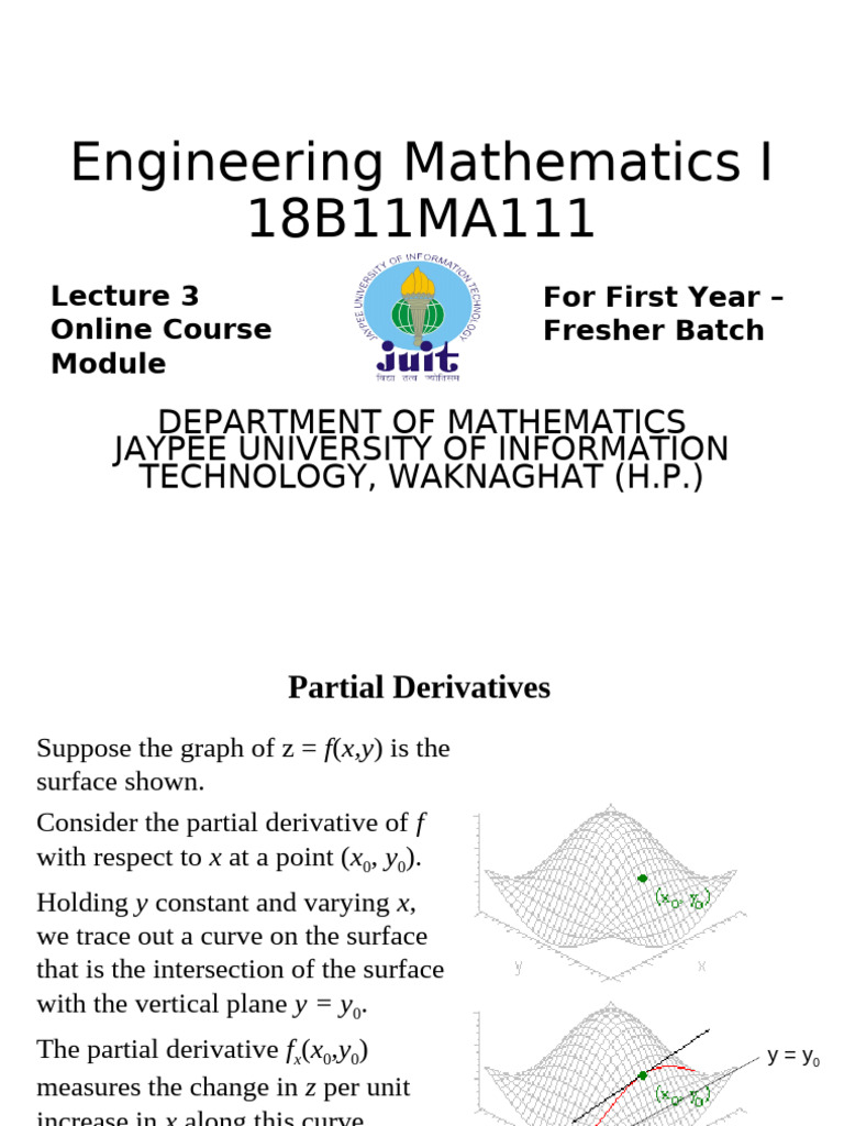 Lecture 3 Partial Derivatives | PDF | Derivative | Applied Mathematics