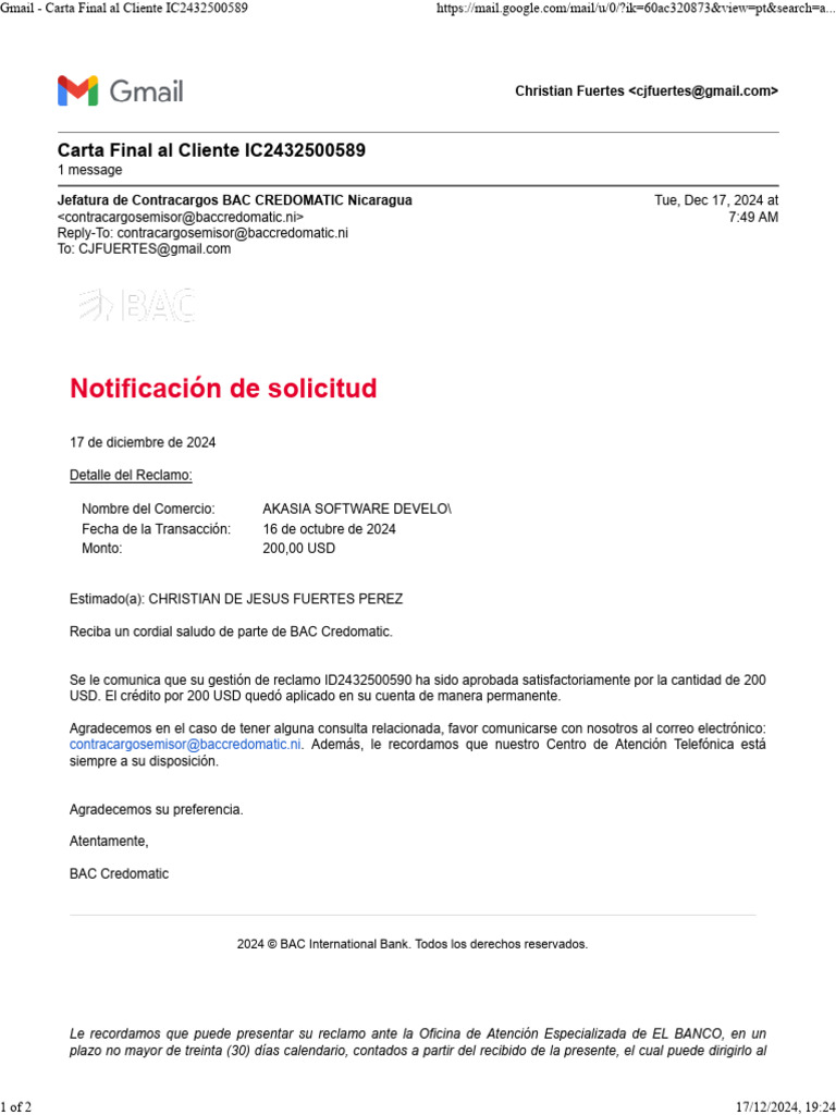 Gmail - Carta Final Al Cliente IC2432500589 - Tarjeta - 2756 | PDF ...