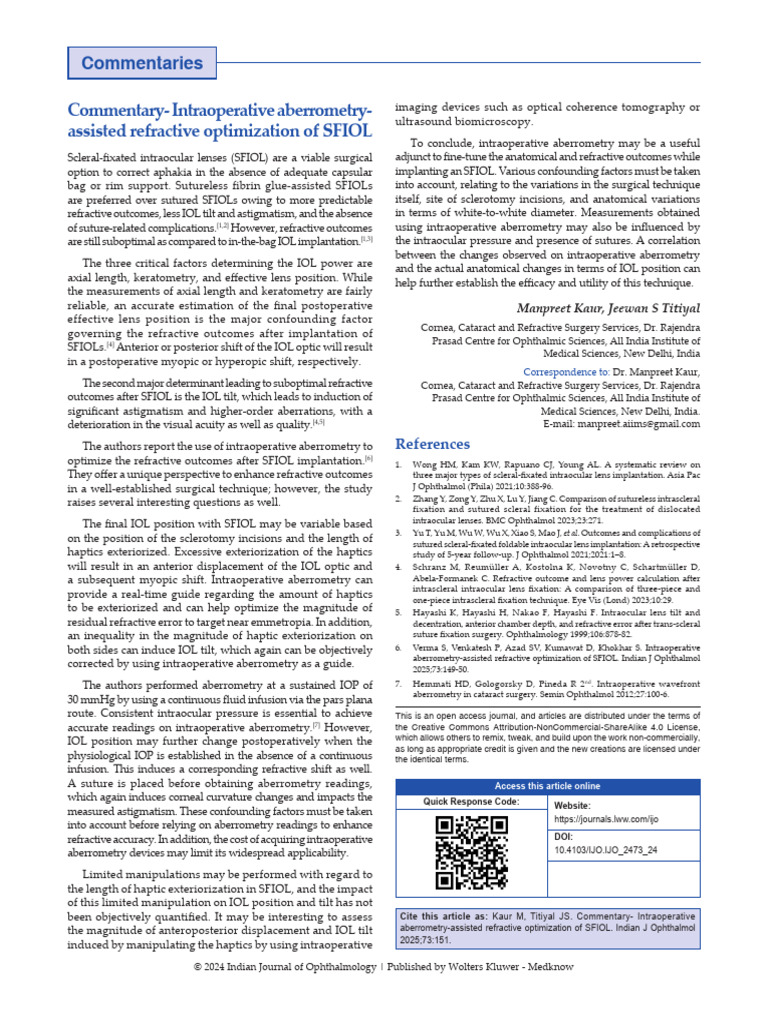 Commentary Intraoperative Aberrometry Assisted.28 | PDF | Ophthalmology ...