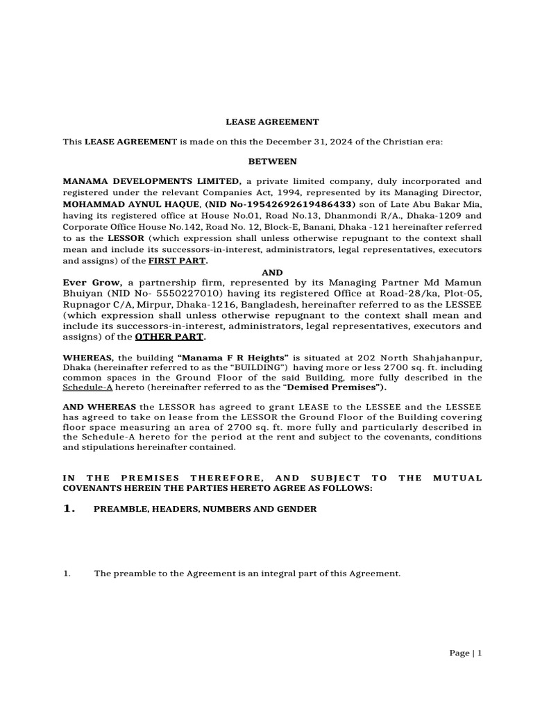 Agreement Ever Grow 31.12.2024 Lazz Shahjahanpur-1 | PDF | Lease ...