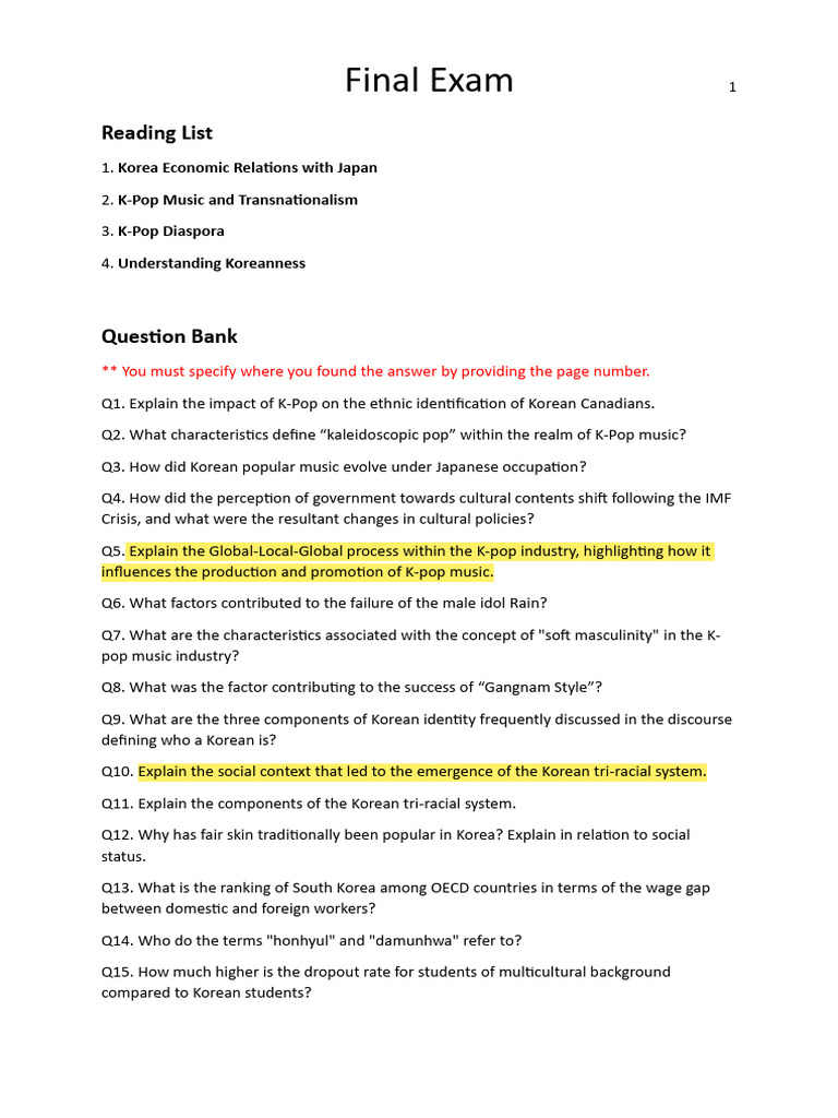 Question Bank + Reading List On Moodle | PDF