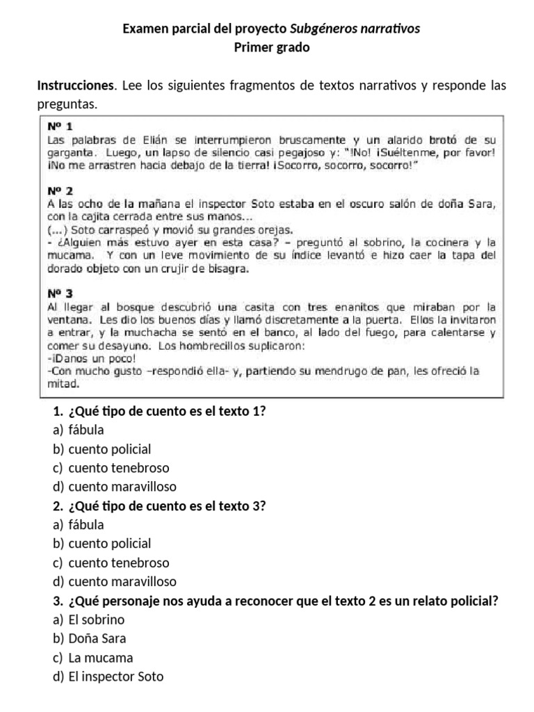 Prueba El Cuento | PDF