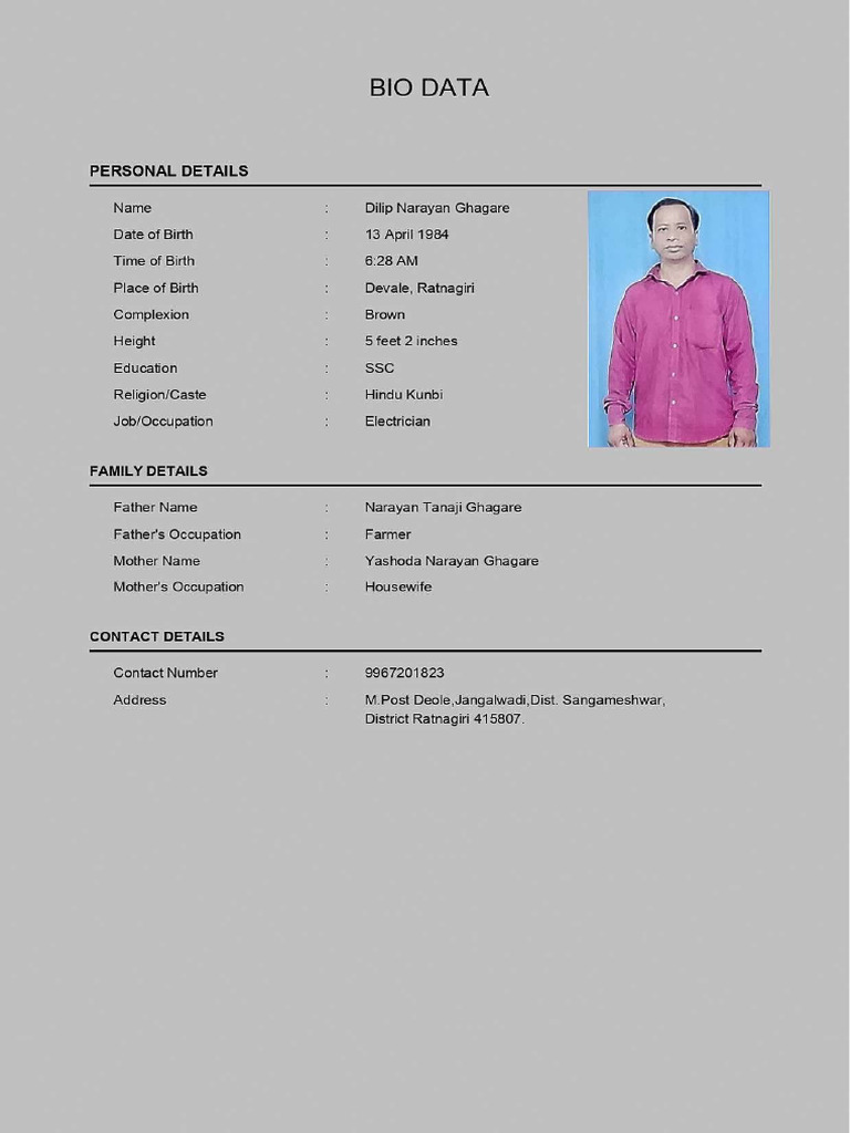 Dilip Kaka Biodata | PDF