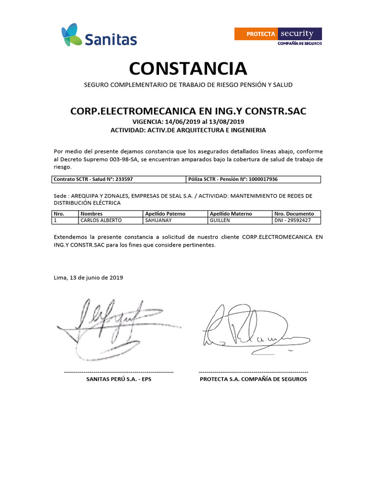 Celicon Constancia Inclusion Pension y Salud 13.06.2019 | PDF