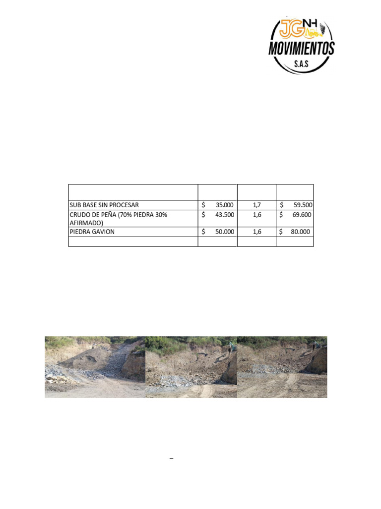 Precios JGNH Movimientos Sas PDF | PDF