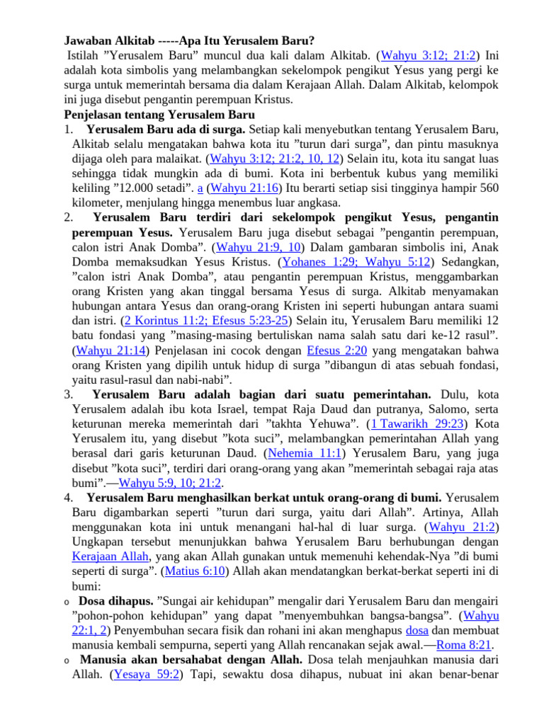 Memahami Yerusalem Baru dalam Wahyu | PDF